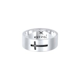 Kuzzoi Ring 'Kreuz' Herren Gr&ouml;&szlig;e 62 schwarz / silber