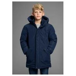 Outdoorjacke Kangaroos "Winterwarme Jacke", Jungen, Gr. 176/182, marine, Web, Obermaterial: 100% Polyester. Futter: 100% Polyester. Wattierung: 100% Polyester, unifarben, Basic, Rippb&uuml;ndchen, Jacken Outdoorjacke, Lange Winterjacke mit reflektierenden Details