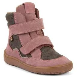 Barfu&szlig;schuh froddo "BAREFOOT TEX WINTER", M&auml;dchen, Gr. 31, rosa (grau, rosa), Textil, Veloursleder, Basic, Schuhe Barfu&szlig;schuh, Klettschuh, Winterstiefel mit TEX-Membrane