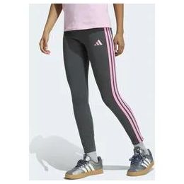 Trainingstights Adidas SPORTSWEAR "ESSENTIALS 3-STREIFEN COTTON", Damen, Gr. S, N-Gr, grau six, st tropic bloom, normal, gr., Obermaterial: 90% Baumwolle, 10% Elasthan, Hosen, sportlicher Look mit 3-Streifen, aus Baumwolle und Elasthan