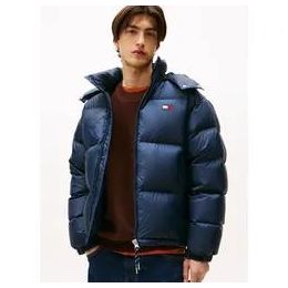 Tommy Hilfiger Steppjacke TOMMY JEANS "ALASKA DOWN PUFFER", Herren, Gr. XL, schwarz night navy, Web, Obermaterial: 100% Polyester, unifarben, regular fit normal, Rundhals, eingesetzt gerader Abschluss, Jacken Steppjacke, &Uuml;bergangsjacke Regular fit mit abnehmbarer Kapuze