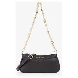 Schultertasche Valentino BAGS "ELLY", Damen, Gr. B/H/T: 20cm x 10cm x 3cm, nero, Lederimitat, Taschen Schultertasche, Abendtasche mit markanter Logoverzierung an der Umh&auml;ngekette