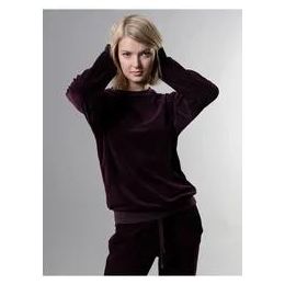 Sweatshirt TRIGEMA "TRIGEMA Nicki-Shirt", Damen, Gr. M, aubergine, Nicki, 80% Baumwolle, 20% Polyester, lang, Rundhals, Sweatshirts Sweatshirt