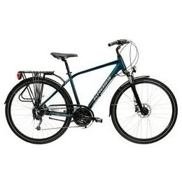 Trekkingrad KROSS "KROSS Trekkingrad Herren 28" Explorer 45.0 blau 24 G&auml;nge" Gr. 43, blau, schwarz, Fahrr&auml;der, 43cm, 28 Zoll (71,12cm) hinten: 28 Zoll (71,12cm)