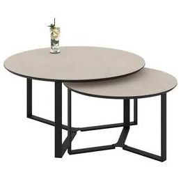 Couchtisch Hela "MASSA", cashmere, schwarz, schwarz, cashmere, B/H/T: 45cm, Cashmere/Schwarz, Tische, Couchtisch, 2er Set, Gestell rechteckig, Melamin mit Schweizer Kante
