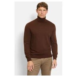Rollkragenpullover OLYMP "OLYMP Casual Strick", Herren, Gr. XXL, braun, 100% Schurwolle, Pullover Rollkragenpullover