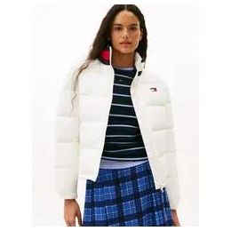 Tommy Hilfiger Steppjacke TOMMY JEANS "TJW ESS PUFFER FLAG JACKET EXT", Damen, Gr. XXXL(46), ecru, Web, Obermaterial: 100% Nylon, unifarben mit Farbeinsatz, regular fit, Jacken Steppjacke