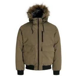 Jack & Jones Bomberjacke JACK & JONES "JJCHARLIE DETACHABLE FAUX FUR BOMBER", Herren, Gr. M, e.wood, Web, Obermaterial: 100% Polyester, unifarben, regular fit, Jacken Bomberjacke