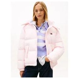 Tommy Hilfiger Steppjacke TOMMY JEANS "TJW OVS HOODED FLAG PUFFER EXT", Damen, Gr. M (38), light pink, Steppware, Obermaterial: 100% Nylon, unifarben, regular fit, B&uuml;ndchen, Jacken Steppjacke