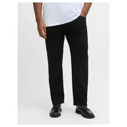Jack & Jones PlusSize Slim-fit-Jeans "GLENN ORIGINAL", Herren, Gr. 50, L&auml;nge 32, schwarz denim, Denim/Jeans, Obermaterial: 70% Baumwolle, 28% Polyester, 2% Elasthan, JACK & JONES PLUSSIZE, Abriebeffekte, schmal kn&ouml;chellang, Jeans Slim-fit-Jeans, Bis Weite 48