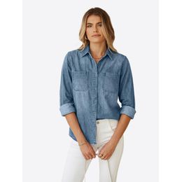 Imily Bela Bluse Damen Gr&ouml;&szlig;e XXL blue denim