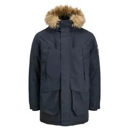 Jack & Jones Parka JACK & JONES "JJCAMP FAUX FUR PARKA BF", Herren, Gr. XS, schwarz navy detail:tipping, Web, Obermaterial: 100% Polyester, unifarben, regular fit normal, Jacken Parka