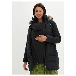 Umstandsjacke bonprix "3-in-1 warm wattierte Umstands- und Tragejacke", Damen, Gr. 48, schwarz, Steppware, Obermaterial: 100% Polyester. Futter: 100% Polyester. &Auml;rmelfutter: 100% Polyester, unifarben, ausgestellt ca. Mitte Oberschenkel, mit Gummizug, Jacken, 3-in-1 Tragefunktion f&uuml;r Schwangerschaft und Babytragen
