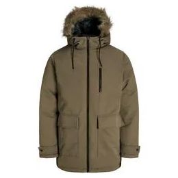 Jack & Jones Parka JACK & JONES "JJCHARLIE DETACHABLE FAUX FUR PARKA", Herren, Gr. S, braun (e.wood), Web, Obermaterial: 100% Polyester, unifarben, regular fit, Jacken Parka