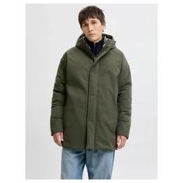 Jack & Jones Parka JACK & JONES "JJEWOOD PARKA SN", Herren, Gr. M, forest night, Web, Obermaterial: 100% Polyester, unifarben, regular fit, Jacken Parka