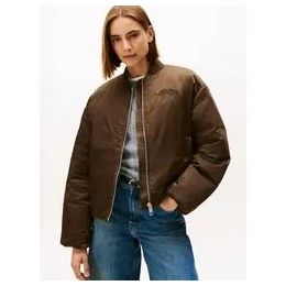 Bomberjacke Tommy Hilfiger "SATEEN PADDED RLX BOMBER", Damen, Gr. M (38), chestnut fudge, Web, Obermaterial: 100% Polyester, unifarben, relaxed fit, Jacken Bomberjacke