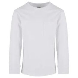 Longsleeve Urban Classics "Urban Classics Herren Boys Heavy Oversized Pocket Longsleeve", M&auml;dchen, Gr. 146/152, wei&szlig;, 100% Baumwolle, unifarben, oversize, Rundhals, Shirts