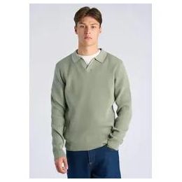 Strickpullover LINDBERGH "Strickpullover Relaxed Fit", Herren, Gr. L, sage gr&uuml;n, Obermaterial: 80% Baumwolle, 20% Polyester, unifarben, V-Ausschnitt, Pullover Strickpullover