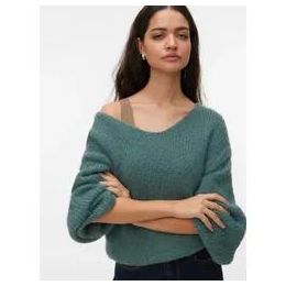 V&eacute;ro Moda Strickpullover VERO MODA "VMMAYBE LS 2WAY V-NECK PULLOVER NOOS", Damen, Gr. XS, laurel wreath, Strick, Obermaterial: 100% Polyester, unifarben, loose fit normal, V-Ausschnitt, Strickb&uuml;ndchen, Pullover Strickpullover, Kunstfaser, locker geschnitten, V-Ausschnitt
