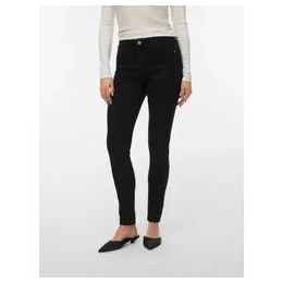 V&eacute;ro Moda Skinny-fit-Jeans VERO MODA "VMPOLLY MR SKINNY JEANS RA135 NOOS", Damen, Gr. M, L&auml;nge 30, schwarz, Denim/Jeans, Obermaterial: 98% Baumwolle, 2% Elasthan, unifarben, skinny fit lang, Jeans, Baumwollmischung, skinny fit