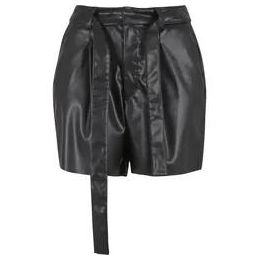Shorts Urban Classics "Urban Classics Ladies Synthetic Leather Shorts", Damen, Gr. 28, Normalgr&ouml;&szlig;en, schwarz, 100% Kunststoff, unifarben, skinny fit, Hosen Shorts