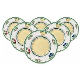 Villeroy & Boch Suppenteller VILLEROY & BOCH "Suppenteller French Garden Fleurence &oslash; 22,8 cm 6er Set bunt", bunt, L:22,8cm, Speiseteller