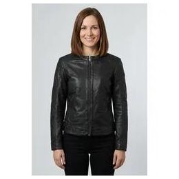 Lederjacke Mauritius "MWYouvie", Damen, Gr. XXL (44), schwarz, Obermaterial: 100% Schafsleder, unifarben, regular fit h&uuml;ftlang, abgesteppte Kante, Jacken, mit Stehkragen
