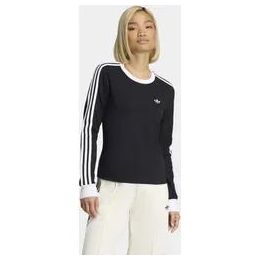 Langarmshirt Adidas ORIGINALS "3-STREIFEN LANG&Auml;RMLIGES, SCHMAL GESCHNITTEN", Damen, Gr. XL, schwarz, wei&szlig;, Obermaterial: 93% Baumwolle, 7% Elasthan, Rundhals, Shirts Langarmshirt