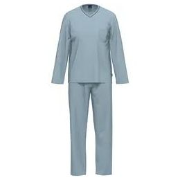 Schlafanzug Ammann "Schlafanzug lang Men / Nightwear", Herren, Gr. 52, blau (ashley blau), Obermaterial: 100% Baumwolle CO., Homewear-Sets Schlafanzug