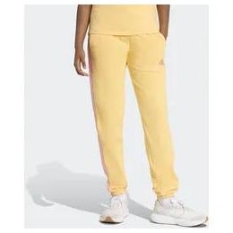 Sporthose Adidas SPORTSWEAR "ESSENTIALS 3-STREIFEN FRENCH TERRY CUFFED", Damen, Gr. XL, N-Gr, semi ice tangerine, st tropic bloom, normal, gr., Obermaterial: 55% Baumwolle, 36% Polyester, 9% Viskose, Hosen Sporthose, Regul&auml;re Passform, mittelhoher Bund, weiches French Terry Material