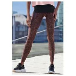Funktionsleggings Lascana ACTIVE, Damen, Gr. M (40/42), N-Gr, braun, Obermaterial: 85% Polyester, 15% Elasthan, figurbetont lang, Hosen, mit Animal Print