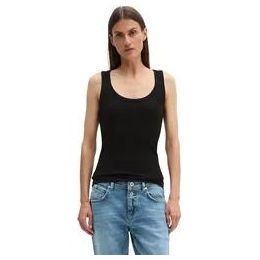 Marc O'Polo T-Shirt MARC O'POLO "aus elastischem Rippjersey", Damen, Gr. XS, schwarz, Obermaterial: 97% Baumwolle, 3% Elasthan, unifarben, slim fit, tiefer Rundhals, Shirts T-Shirt