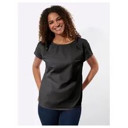 Schlupfbluse Casual Looks, Damen, Gr. 36, schwarz, 50% Baumwolle, 50% Polyester, unifarben, Rundhals, Blusen Schlupfbluse