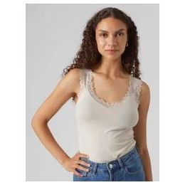 V&eacute;ro Moda Spitzentop VERO MODA "VMROSA SL TOP JRS NOOS", Damen, Gr. L, pumice stone, Jersey, Obermaterial: 95% Viskose, 5% Elasthan, unifarben, figurbetont normal, V-Ausschnitt, Tops Spitzentop, Viskosemischung