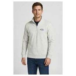 Jack & Jones Sweater JACK & JONES "JJBRANDON SWEAT HALF ZIP", Herren, Gr. XL, wei&szlig; melange, angeraute Sweatware, Obermaterial: 65% Polyester, 35% Baumwolle, meliert, regular fit, hoch geschlossener Ausschnitt, Rippb&uuml;ndchen, Sweatshirts Sweater