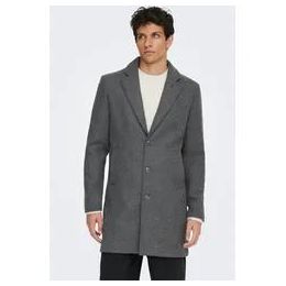 Only & Sons Langmantel ONLY & SONS "ONSMATTHEW WOOL COAT OTW NOOS", Herren, Gr. M, dunkelgrau melange, Web, Obermaterial: 60% Polyester, 40% Wolle, meliert, regular fit lang, gerader Abschluss, M&auml;ntel, mit Wolle
