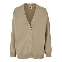 Strickjacke Urban Classics "Urban Classics Damen Ladies Big Oversized Cardigan", Herren, Gr. XL, wetsand, 100% Baumwolle, unifarben, oversize, V-Ausschnitt, Strickjacken Strickjacke