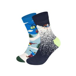 Happy Socks Socken 'Wintersport' Damen Gr&ouml;&szlig;e 41/46 blau / marine / hellgr&uuml;n / wei&szlig;