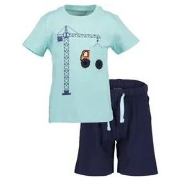T-Shirt Blue Seven "Blue Seven Set: T-Shirt und Shorts", Jungen, Gr. 122, 6201, aqua, 100% Baumwolle, normal, Rundhals, Shirts T-Shirt