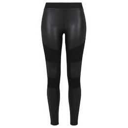 Leggings Urban Classics "Urban Classics Damen Ladies Fake Leather Tech Leggings", Damen, Gr. 3XL, US-Gr&ouml;&szlig;en, schwarz, 91% Polyester, 9% Elasthan, unifarben, slim fit, Hosen Leggings