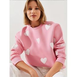 Bianco Lucci Sweatshirt Damen Gr&ouml;&szlig;e L hellpink / wei&szlig;