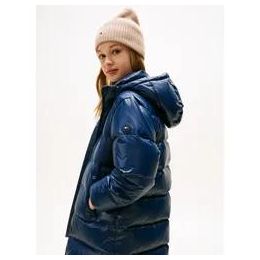 Steppjacke Tommy Hilfiger "ESSENTIAL LONG DOWN JACKET", M&auml;dchen, Gr. 8 (128), schwarz night navy, Web, Obermaterial: 100% Polyamid, unifarben, regular fit ca. Mitte Oberschenkel, Rundhals, eingesetzt elastischer Bund, Jacken Steppjacke, Kinder bis 16 Jahre