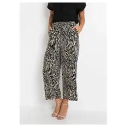 Culotte bonprix, Damen, Gr. 40, N-Gr, schwarz (schwarz, sand zebra bedruckt), Obermaterial: 100% Viskose, loose fit, Hosen Culotte, aus Viskose, mit elastischem Gummibund, lockere Passform