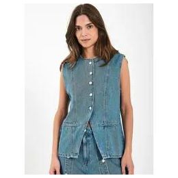 Kurzweste NORR "NORR Vest Kenzie", Damen, Gr. 38, medium blau denim, Obermaterial: 100% Baumwolle, Westen