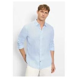Langarmhemd OLYMP "OLYMP Casual, regular fit, Kent", Herren, Gr. M, Normaler Arm, hellblau, 100% Leinen, Hemden