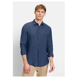 Langarmhemd OLYMP "OLYMP Casual, regular fit, Kent", Herren, Gr. XL, Normaler Arm, royal, 100% Leinen, Hemden