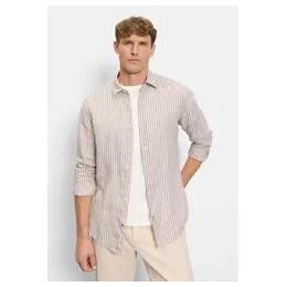 Langarmhemd OLYMP "OLYMP Casual, regular fit, Kent", Herren, Gr. XL, Normaler Arm, braun, 100% Leinen, Hemden