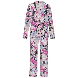Lascana Pyjama Damen Gr&ouml;&szlig;e XS hellblau / lila / pink / rosa / schwarz Winterkleid