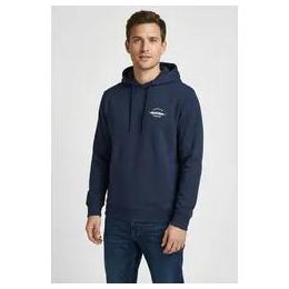 Jack & Jones PlusSize Kapuzensweatshirt "JJBRANDON SWEAT HOOD PLS", Herren, Gr. 3XL, navy blazer, angeraute Sweatware, Obermaterial: 60% Polyester, 40% Baumwolle, JACK & JONES PLUSSIZE, unifarben, regular fit, Rippb&uuml;ndchen, Sweatshirts