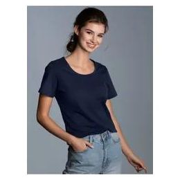 T-Shirt TRIGEMA "TRIGEMA Damen T Shirt aus Biobaumwolle", Damen, Gr. XXL, navy, Single Jersey, 100% Baumwolle (Bio-Baumwolle kbA), Basic, lang, ohne Ausschnitt, Shirts T-Shirt